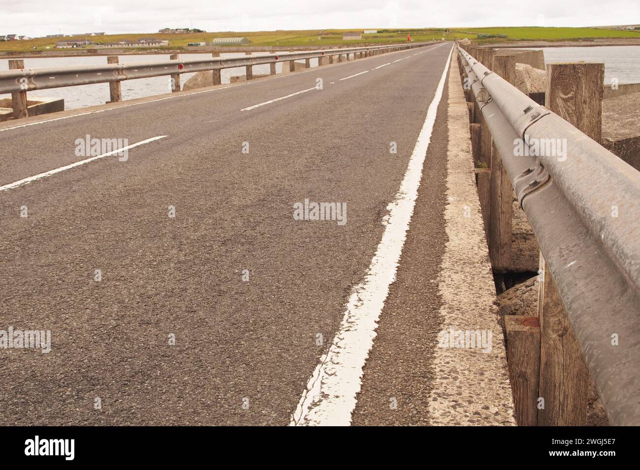 A view along the Churchill barrier No 1, showing the Armco crash ...