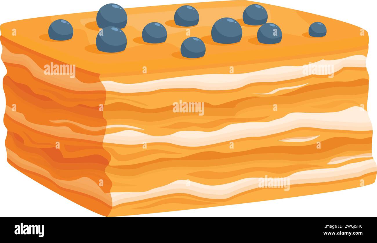 Fresh Napoleon cake icon cartoon vector. Glaze cream. Meal dessert ...