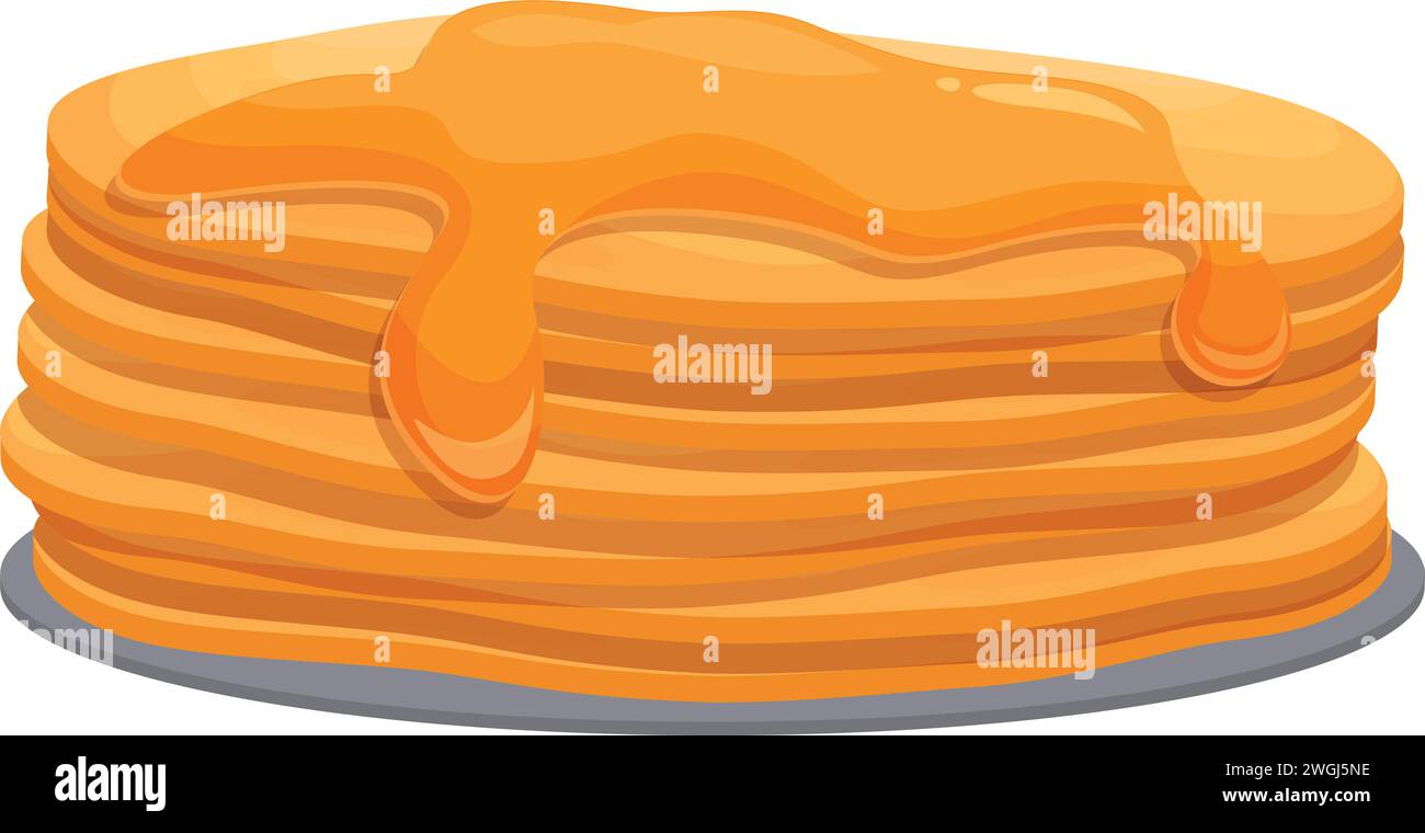Home pancakes icon cartoon vector. Menu honey breakfast. Stack cooking ...