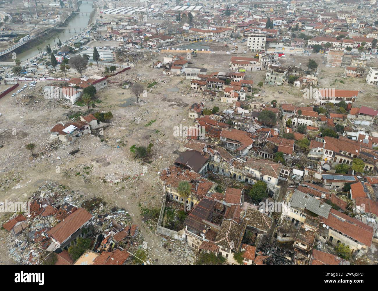 Antakya, Turkey. 05th Feb, 2024. View of ruined houses in the old town ...