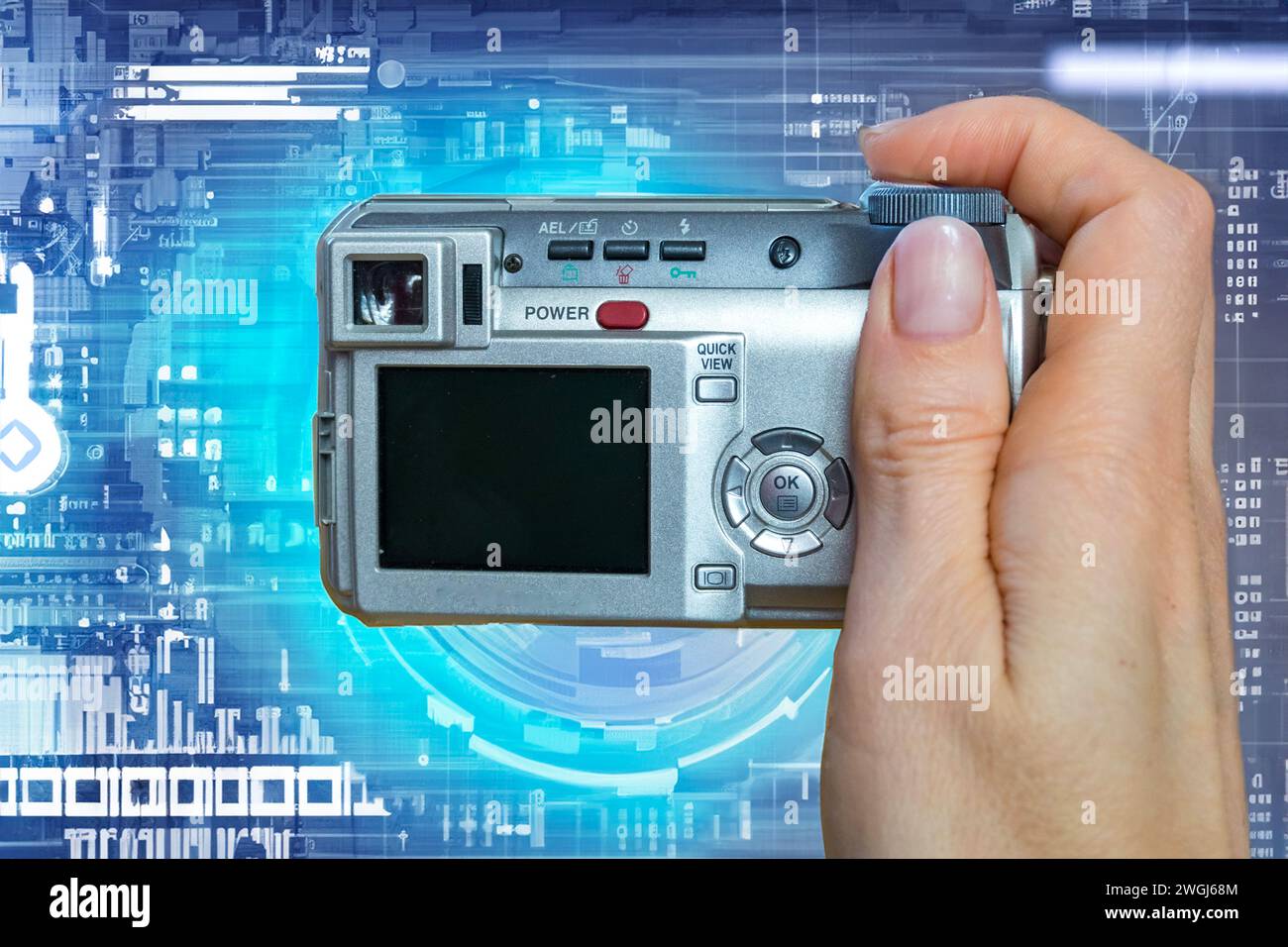 Woman touching link concept hi-res stock photography and images - Alamy