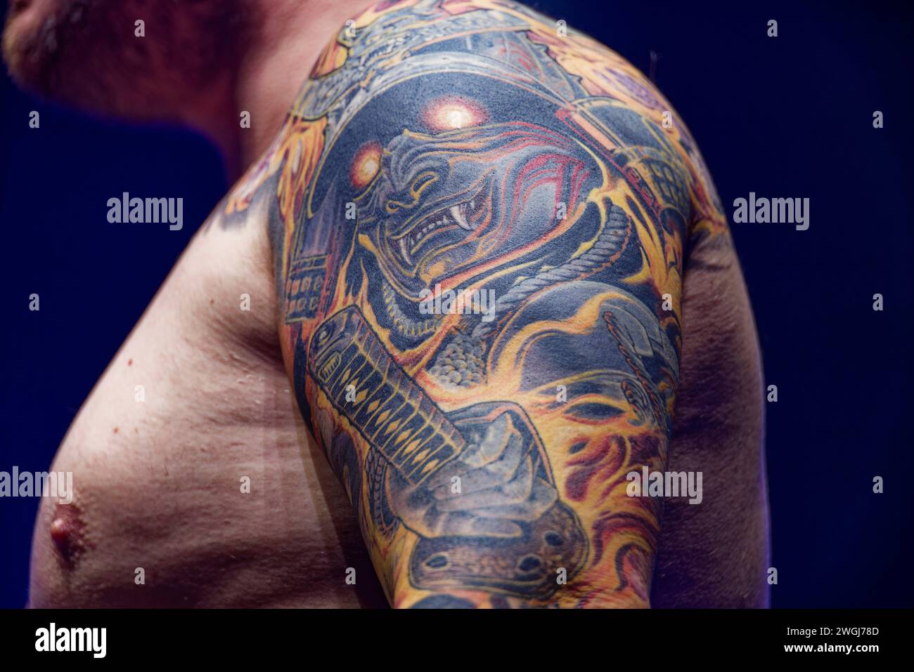 Paris, France. 3rd Feb, 2024. Contest for the Best large tattoo during ...
