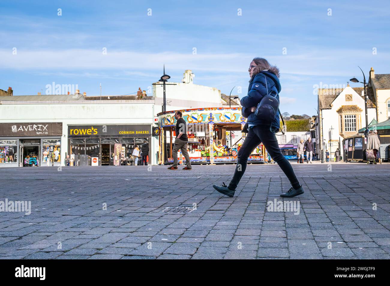People Shoppers Pedestrians walking through Lemon Quay in Truro City ...