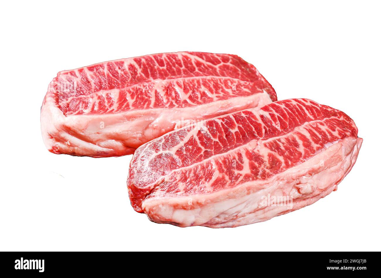 Raw organic meat Twagyu oyster top blade steak. Isolated on white ...