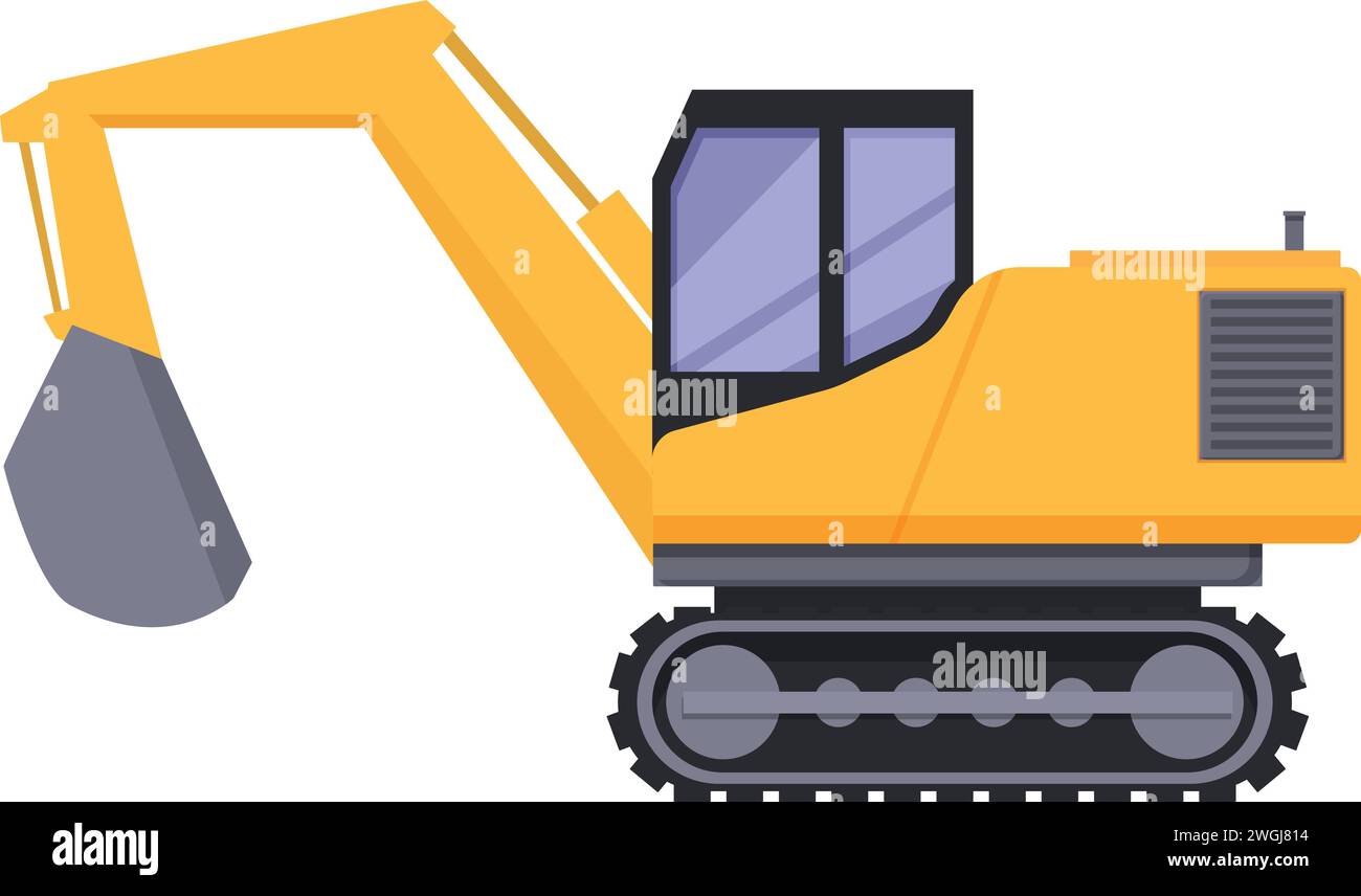 Construction excavator icon cartoon vector. Heavy vehicle. Machinery ...