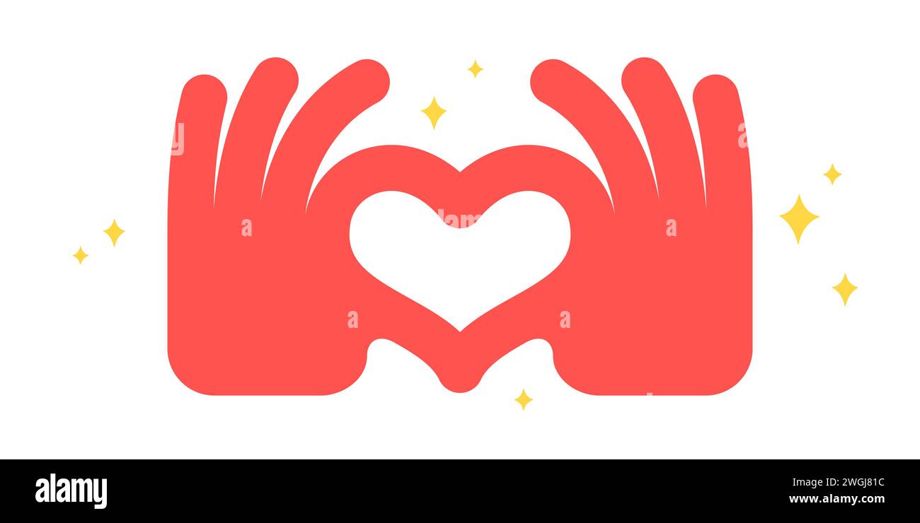Hand sign Heart Love. Colorful Heart Love hands symbol gesture. Hands ...