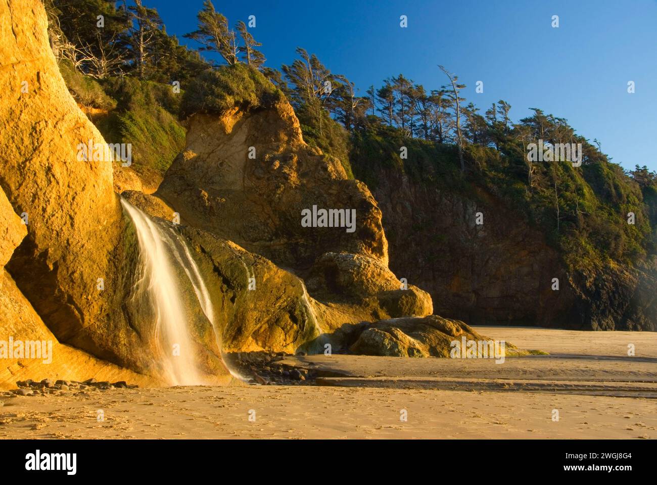 Beach waterfall, Hug Point State Park, Oregon Stock Photo - Alamy