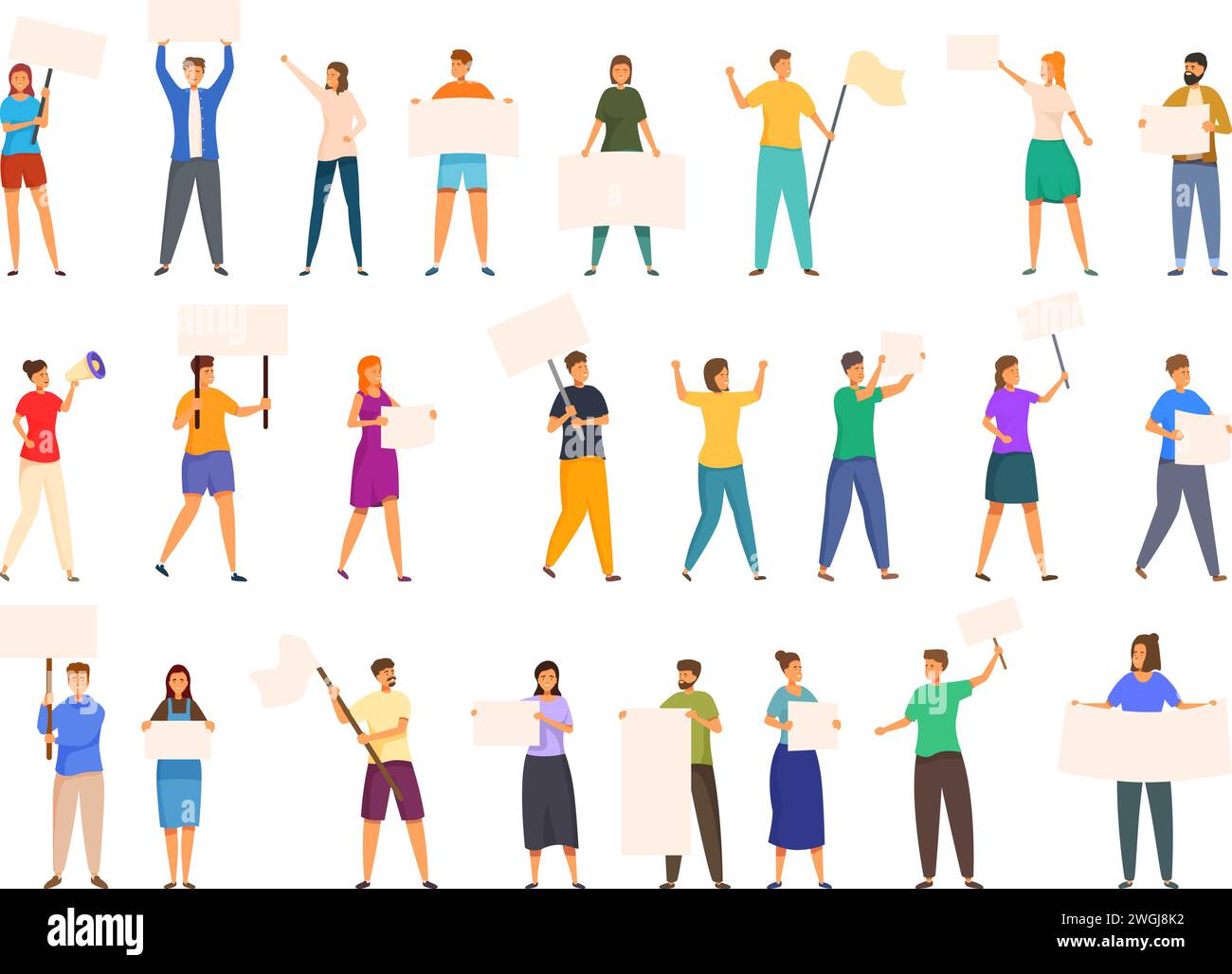 Peaceful parade icons set cartoon vector. Different people. Pride hold ...