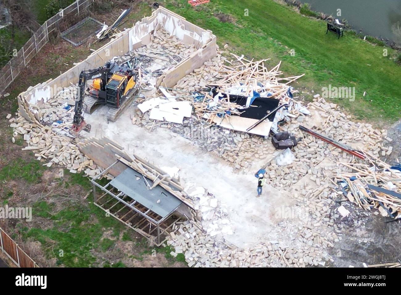 Work continues to demolish an unauthorised spa pool block at the home ...