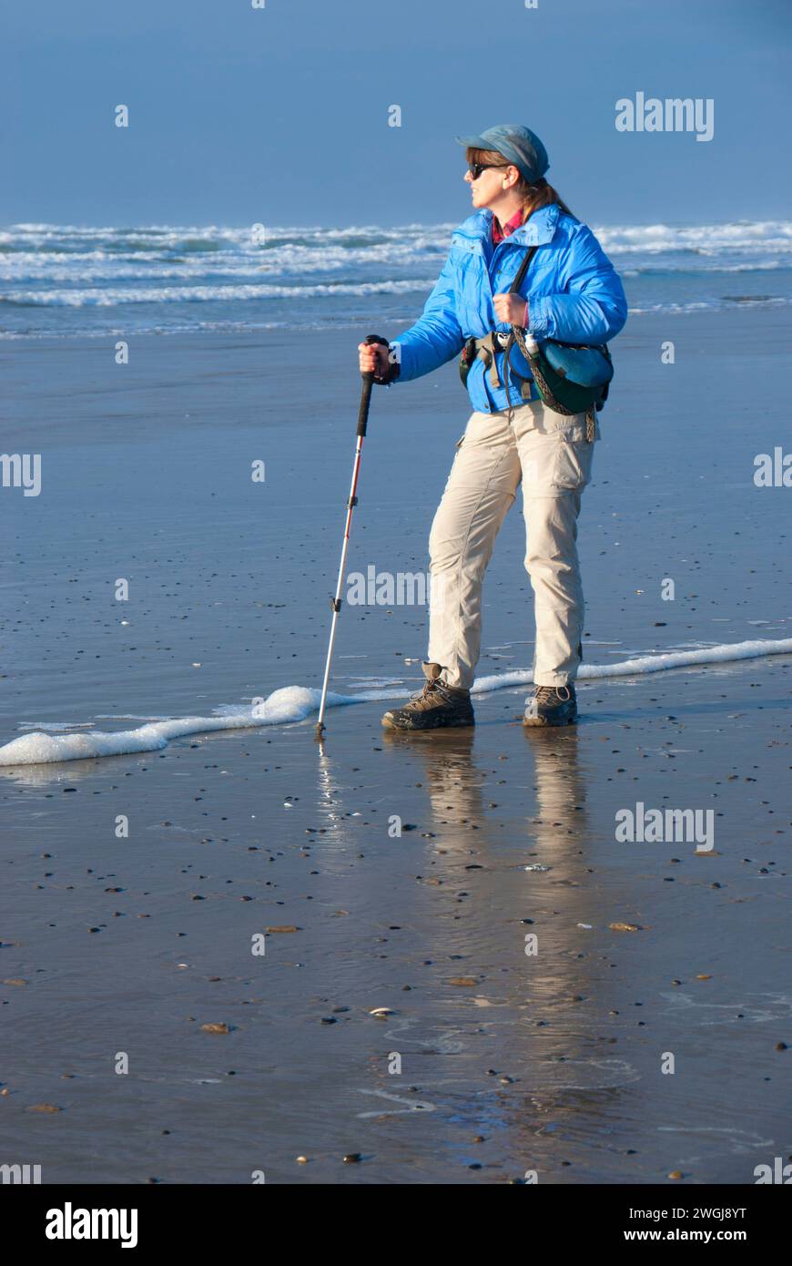 Walking on Bayocean Peninsula beach, Bayocean Peninsula, Oregon Stock ...
