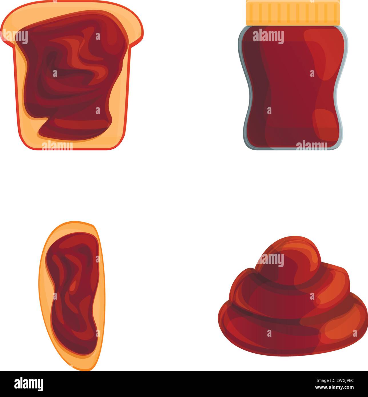 Chocolate spread icons set cartoon vector. Chocolate spread jar and ...