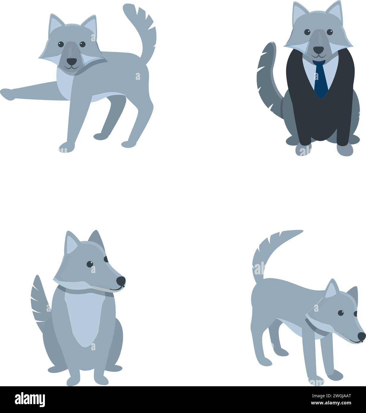 Gray wolf sitting Cut Out Stock Images & Pictures - Alamy