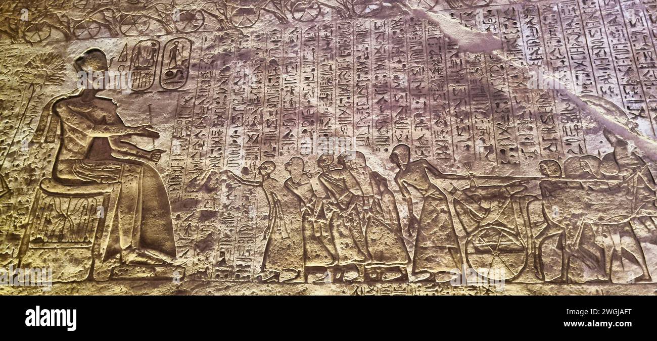 An ancient brick relief showcasing Egyptian ancient hieroglyphics Stock ...