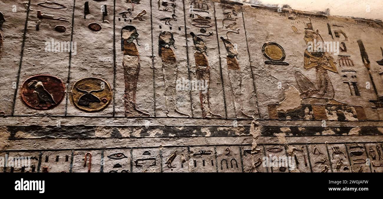 An ancient Egyptian artwork adorns an old building, showcasing ...