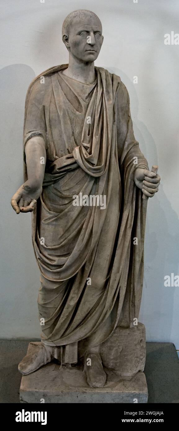Marble funerary statue of a man wearing a toga, from the Tombs at the ...