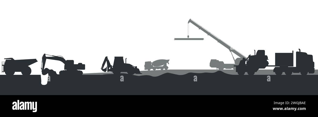 heavy construction machinery in the city. Vector illustration. Eps 10 ...