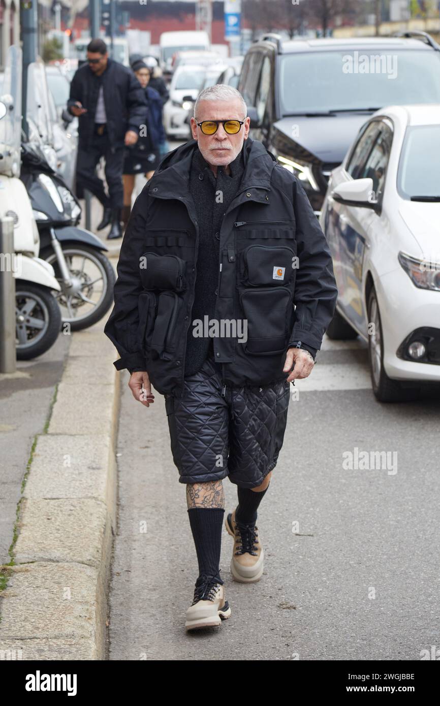 MILAN, ITALY - JANUARY 14, 2024: Nick Wooster before K-Way fashion show ...