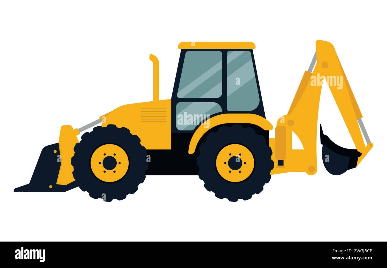 Backhoe loader. Construction machinery. Special equipment. Vector ...