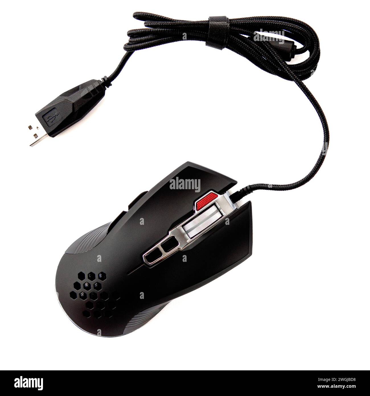 Professional gaming wired mouse isolated on a white background, top ...