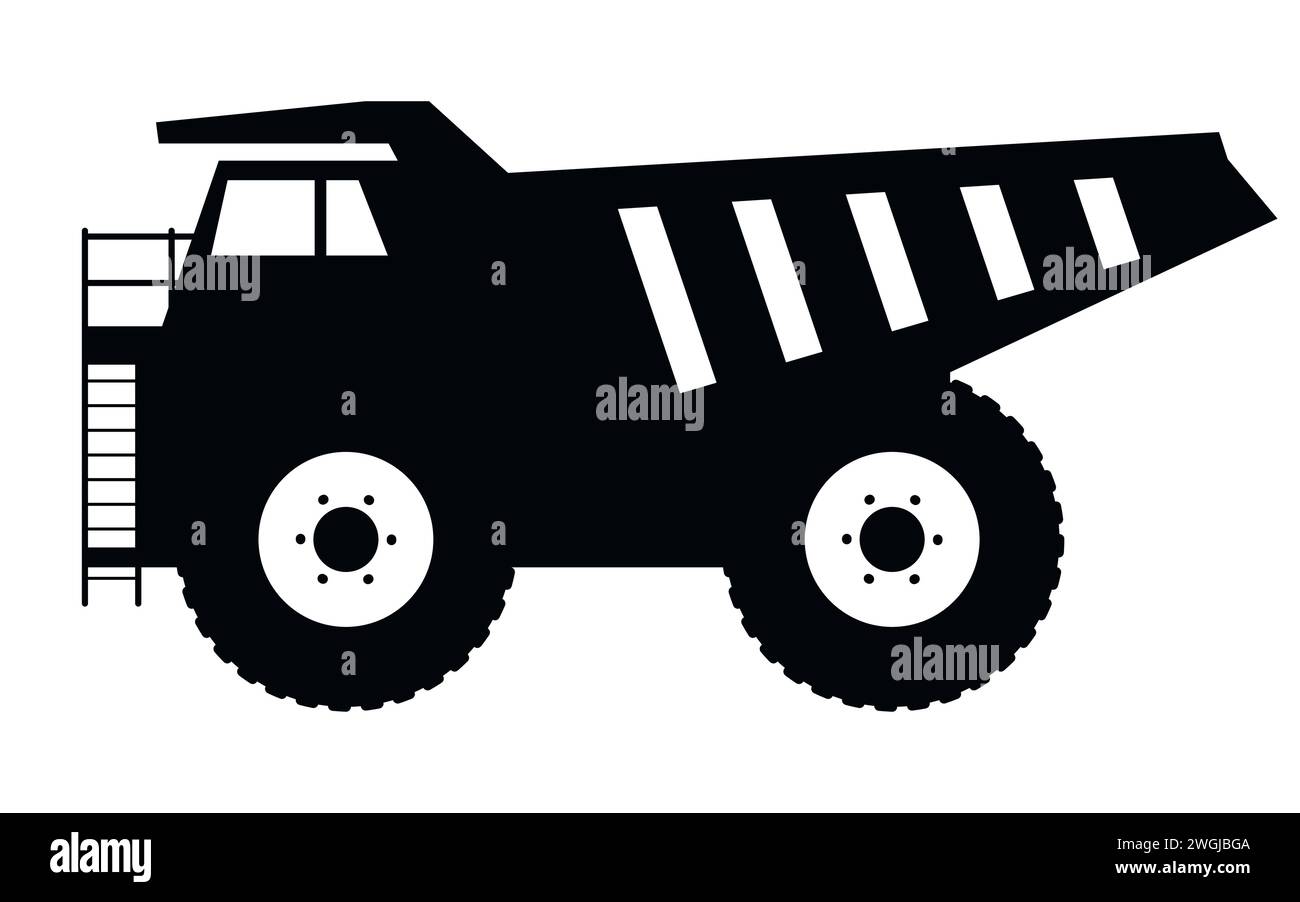 Dump truck icon. Large haul truck side. Vector illustration. Eps 10 ...