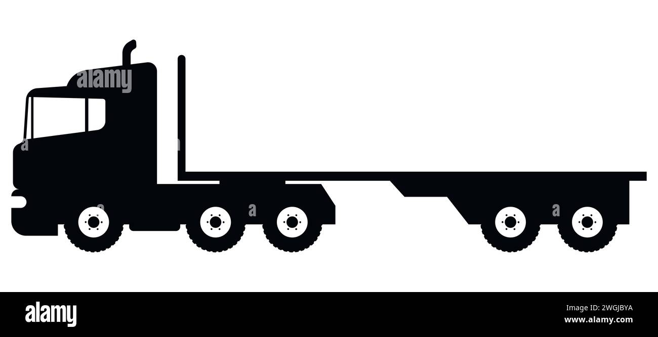 Flatbed trailer tractor truck icon. Vector illustration. Eps 10 Stock ...