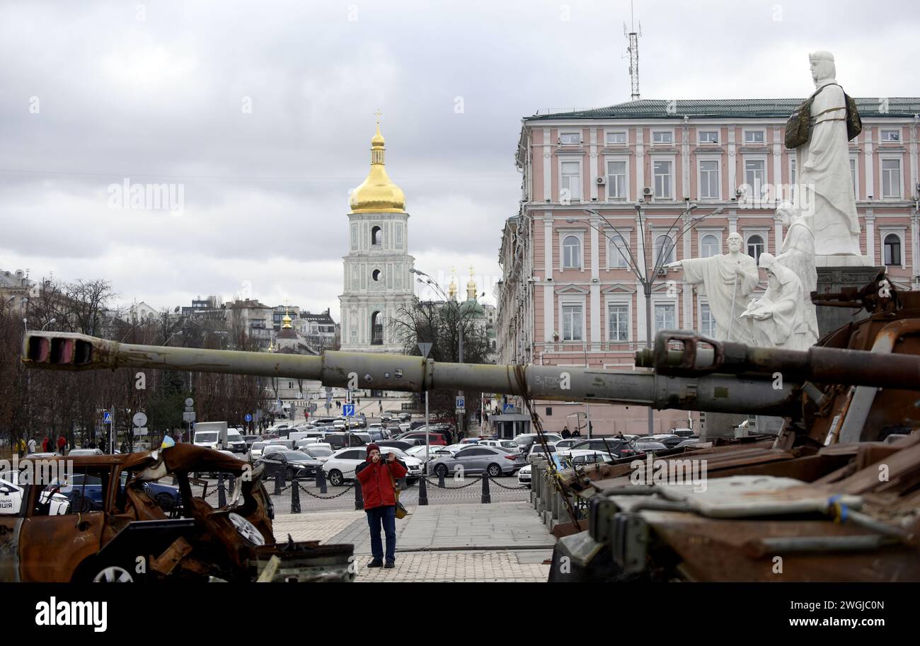 KYIV, UKRAINE - FEBRUARY 02, 2024 - A monument to Princess Olha ...