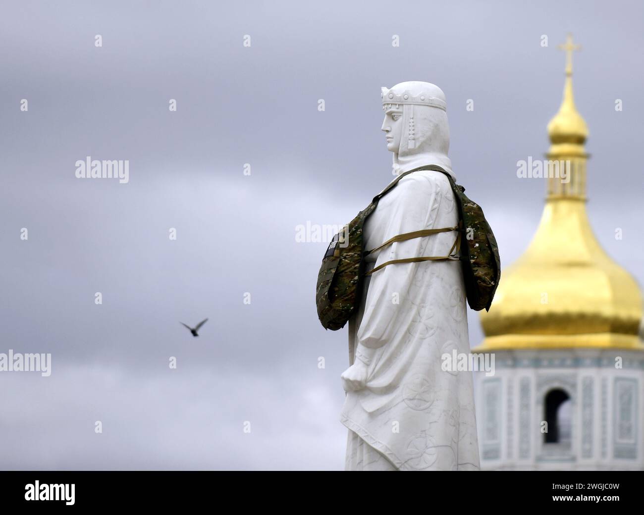 KYIV, UKRAINE - FEBRUARY 02, 2024 - A monument to Princess Olha ...