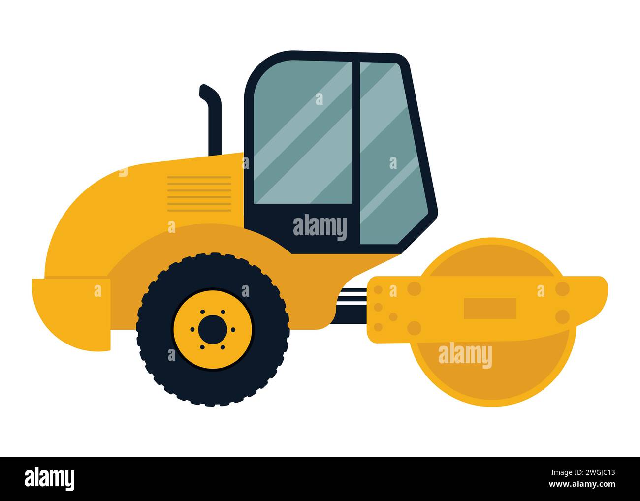 Road roller. Heavy equipment. Road grader asphalt compactor. Vector ...