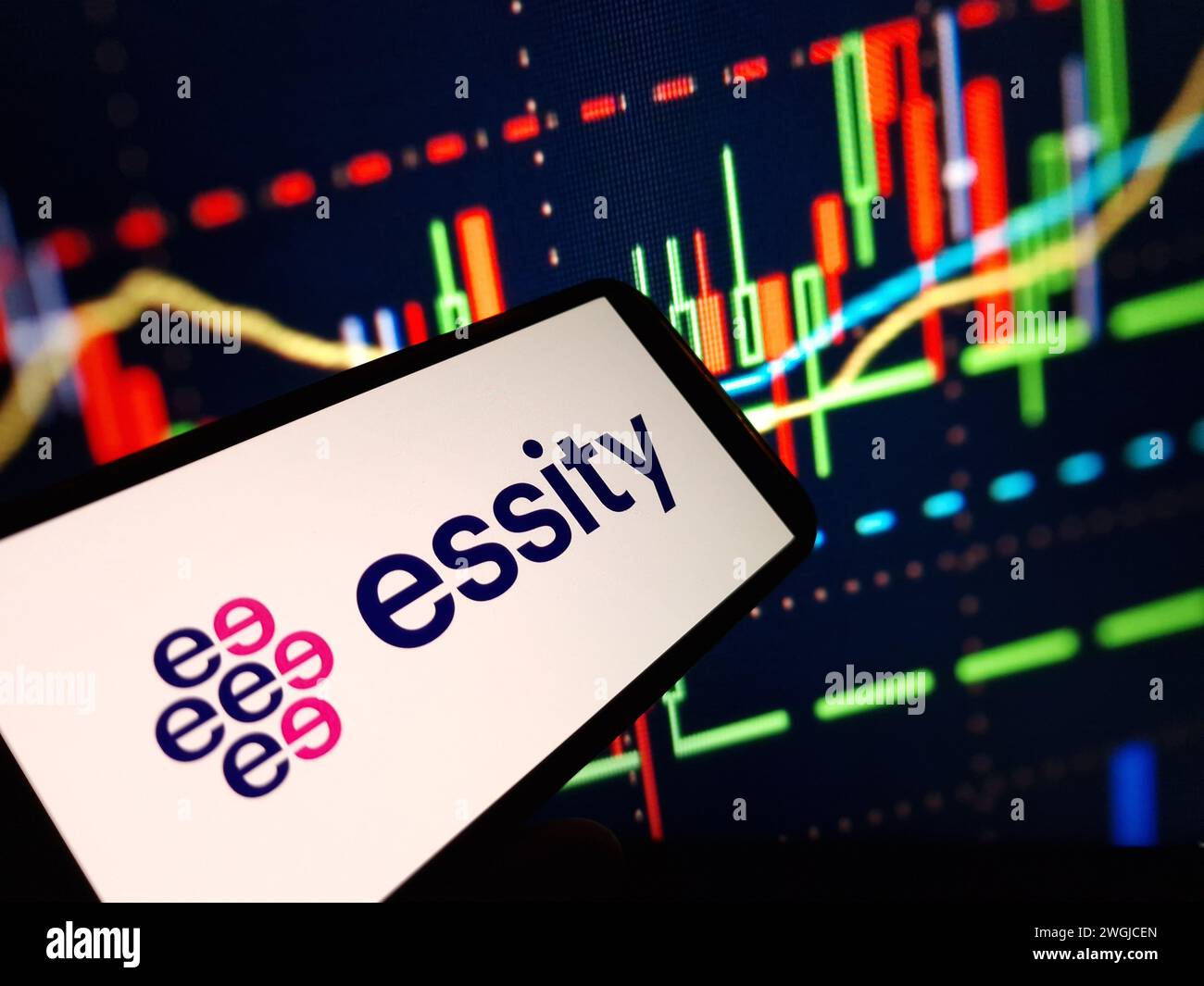 Konskie, Poland - February 04, 2024: Essity AB company logo displayed ...