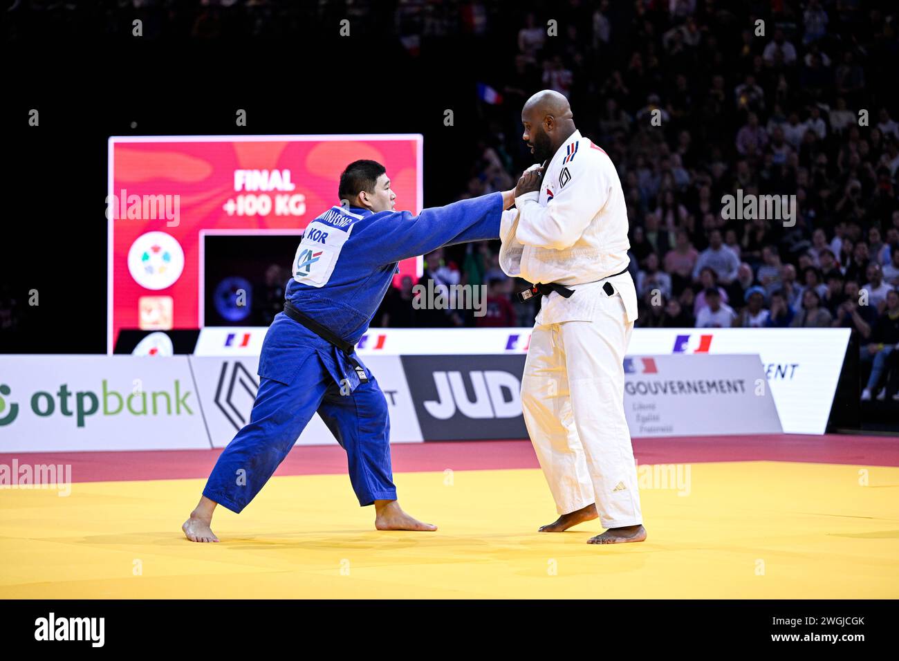 Paris, France. 04th Feb, 2024. Teddy Riner and Kim Min-jong of Minjong during the Paris Grand ...