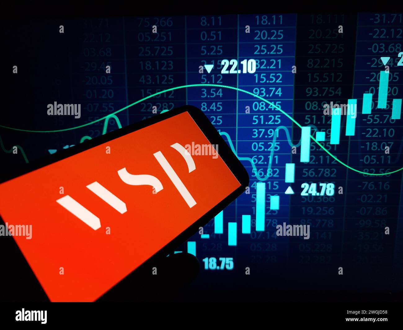 Konskie, Poland - February 04, 2024: WSP Global Inc company logo displayed on mobile phone ...