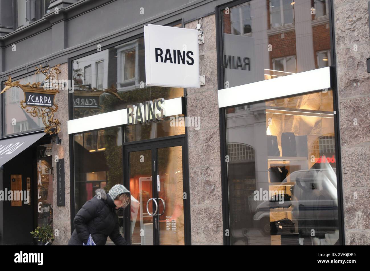 Copenhagen, Denmark /05 February 2024/.Rains store on strogete in ...
