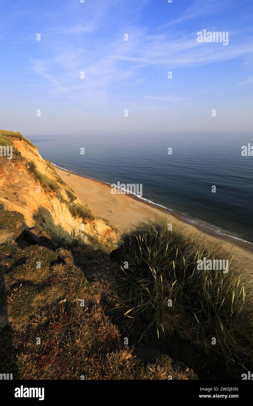 Summer view over the sand cliffs at Hengistbury Head, Dorset; England ...