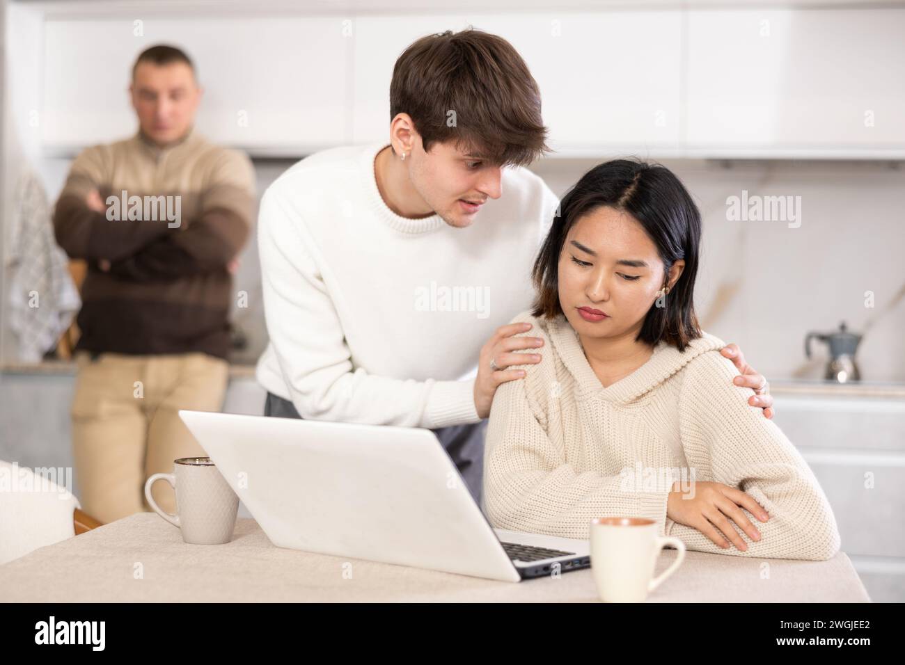 Guy persuades a young girl to stop playing computer games. Upset father ...