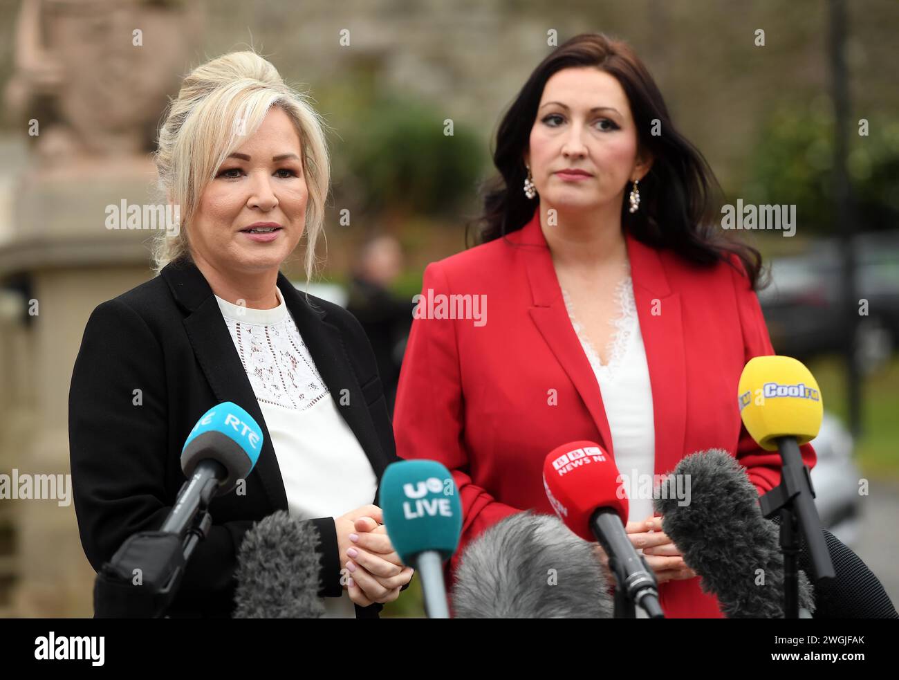 First Minister Michelle O'Neill (left) and Deputy First Minister Emma ...