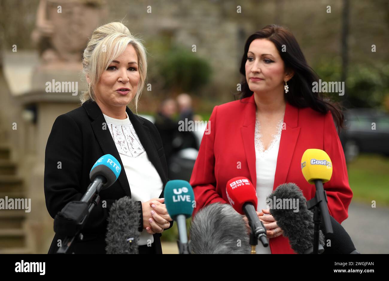 First Minister Michelle O'Neill (left) and Deputy First Minister Emma Little-Pengelly during a ...