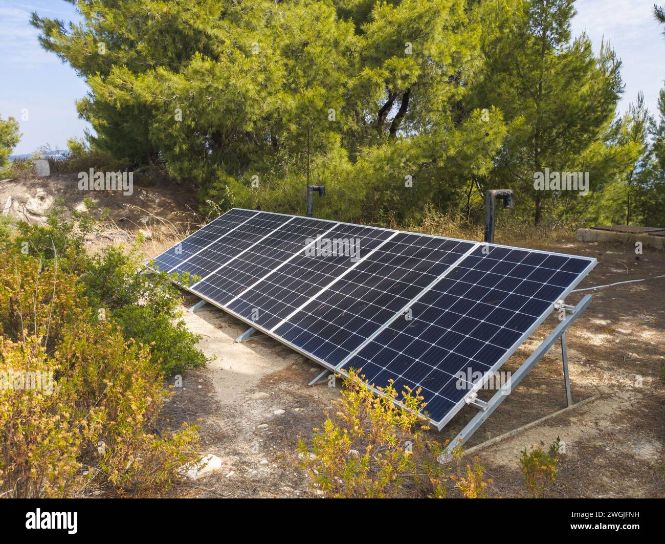 small solar power plant in the garden Stock Photo - Alamy