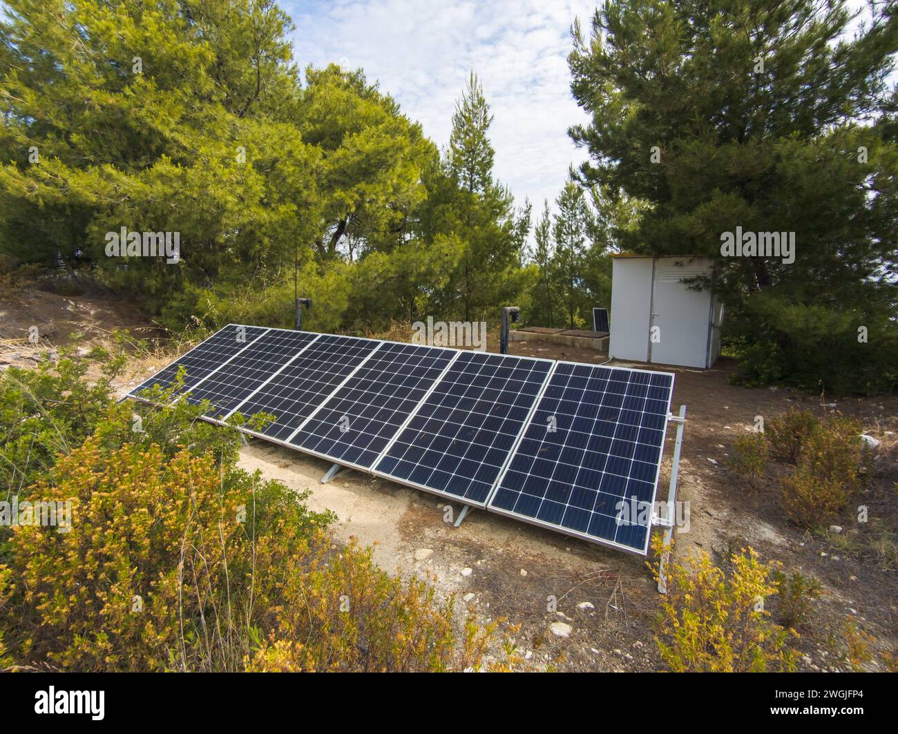 small solar power plant in the garden Stock Photo - Alamy