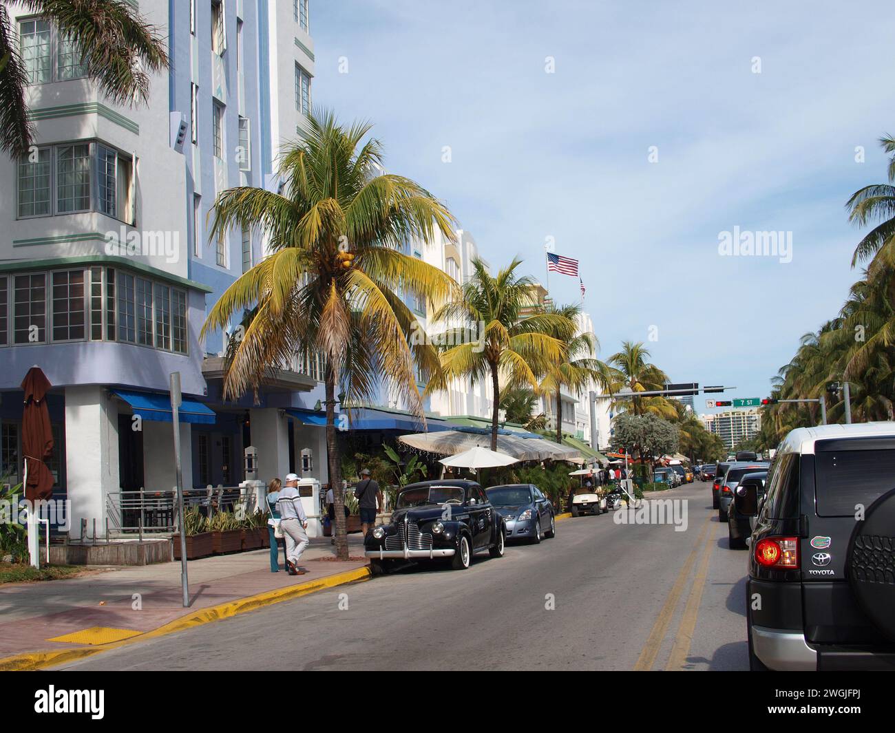 Miami Beach, Florida, January 2, 2012: The famous Ocean Drive Street in ...