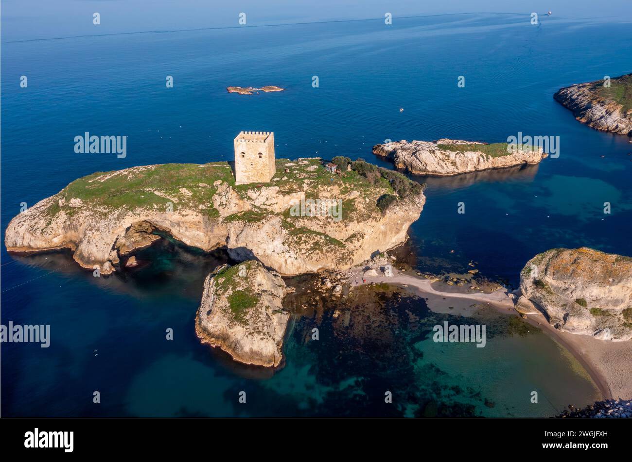 drone shooting sile castle and its surroundings, sile, istanbul, turkey ...