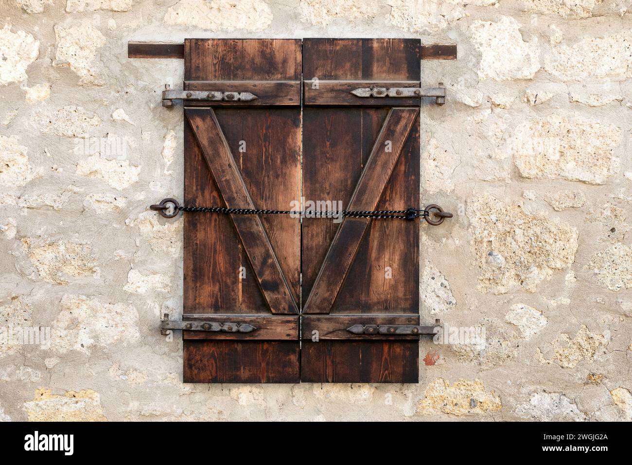 Exterior wooden windows shutters Stock Photo - Alamy