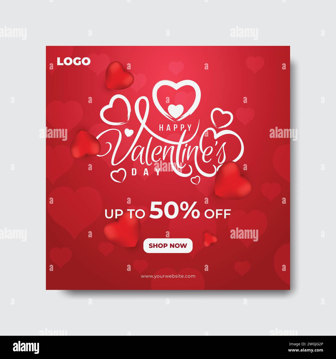 Happy Valentine's Day Sale Offer Social Media Post Design Template ...
