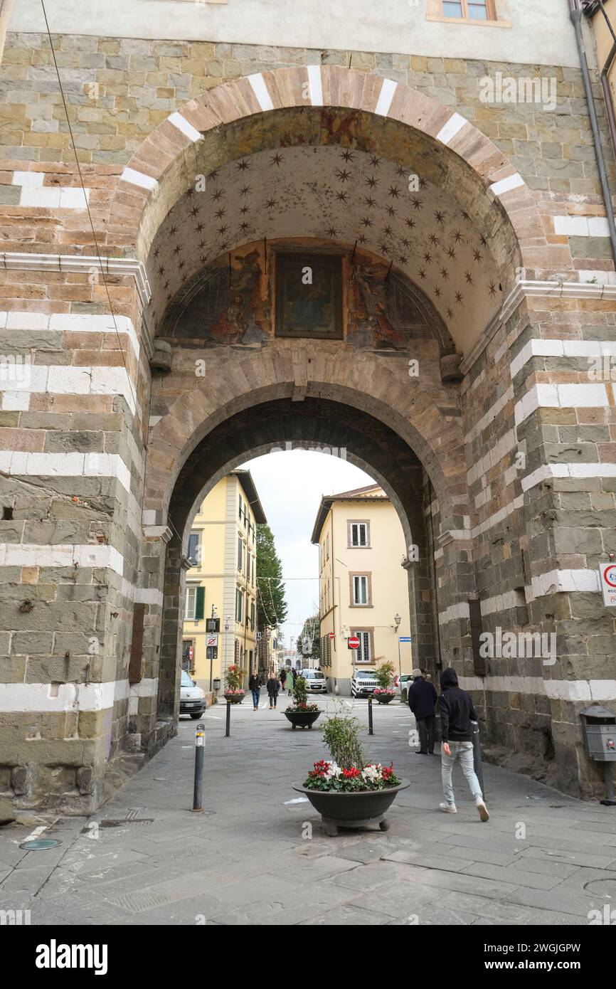 facade and interior part of the medieval city wall built across the old ...