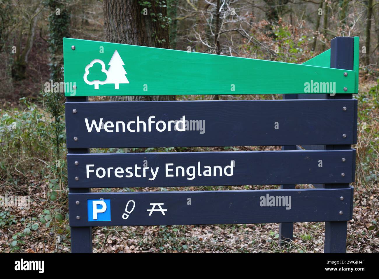 sign showing a forest car park , mallards pike forest of dean, mallards ...
