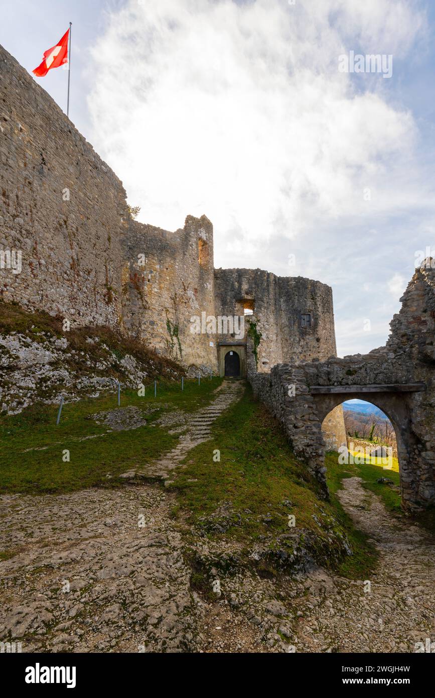 The ruins of Dorneck Castle are located in the municipality of Dornach ...