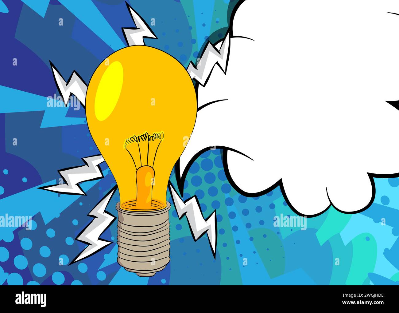 Cartoon Light Bulb with blank speech bubble, comic book Ideas ...