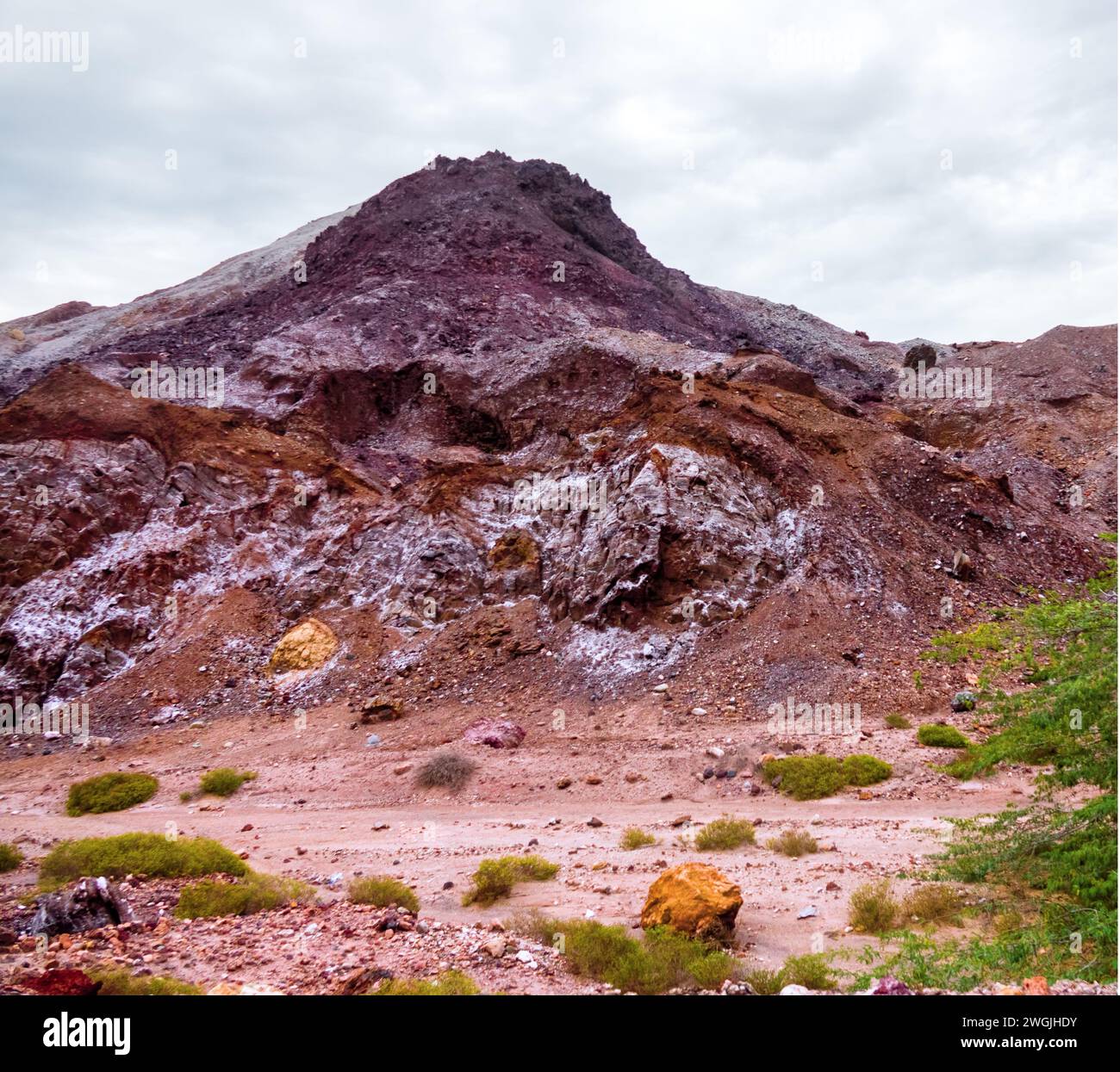 Lava cone, external eruption in lime-sand dessert. Washing out of salts ...