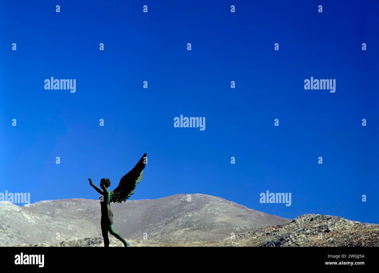Nike Statue at Pothia Harbour, Kalymnos, Dodecanese, Greece, Europe ...