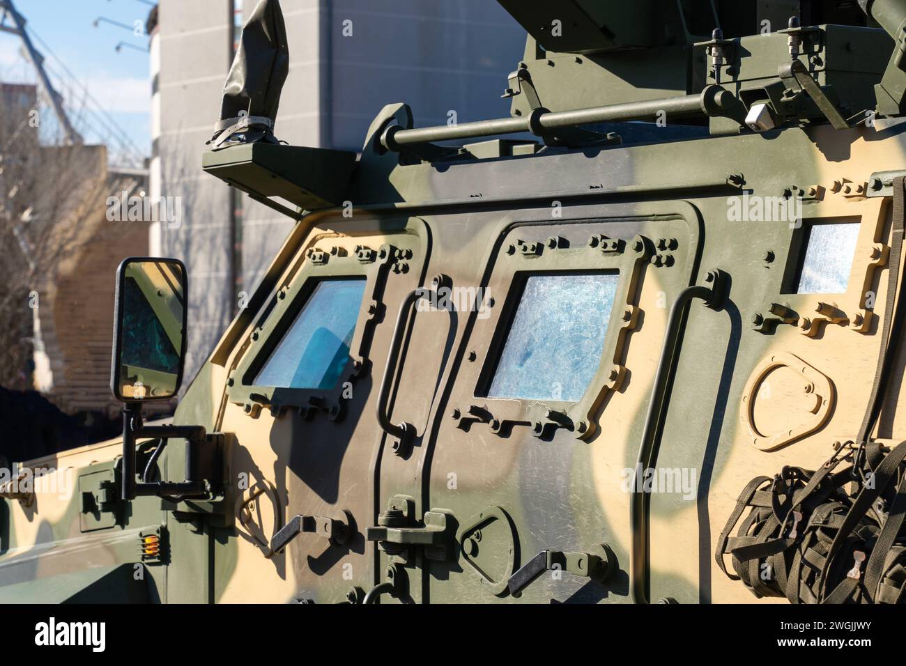The armored side of the camouflaged modern Gidran 4x4 MRAP armored ...