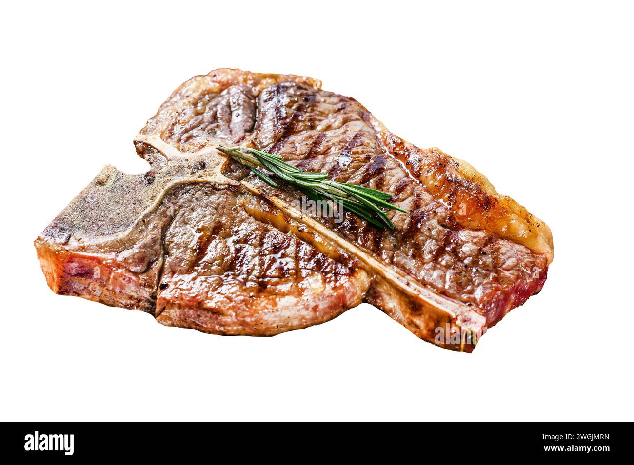Grilled Porterhouse steak Isolated on white background. Top view Stock ...